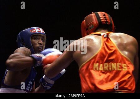 US Air Force boxer Kevin Legget (Left) and US Marine Corps boxer Mike ...