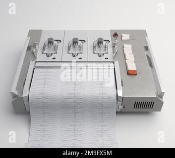 A russian polygraph lie detector machine drawing lines on graph paper ...