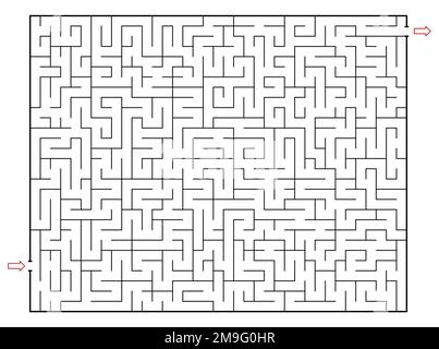 Not so easy Rectangle labyrinth with entry and exit. Line maze game. Hard -Medium complexity ...