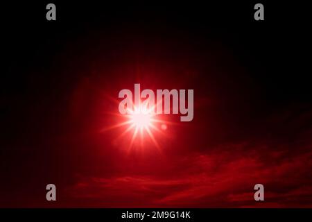 Fiery red sky. Blood clouds. Horror. Background, banner. Horror ...