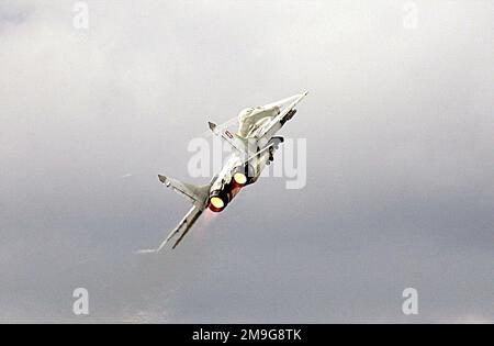 Two Tumansky-33 engines scream in after-burner on a MiG-29 Fulcrum from ...