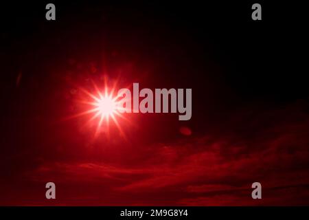 Fiery red sky. Blood clouds. Horror. Background, banner. Horror ...