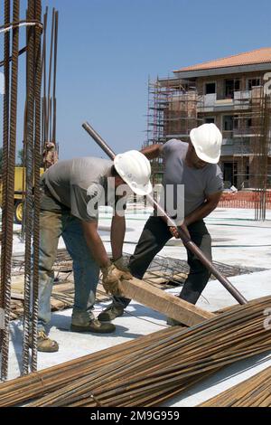 Italian construction workers continue work on the new dorms at Aviano ...