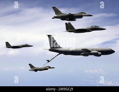 18th Wing Commander, Brigadier General Gary North, flying a F-15D Eagle ...
