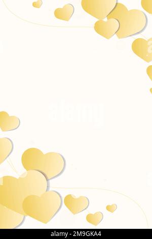 Vector heart decorated border yellow background Stock Vector Image ...