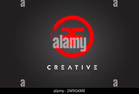 Red BF Brush Letter Logo Design with Circle. Creative Brushed Letters ...