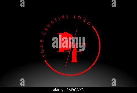 Red BF Circular Letter Logo with Circle Brush Design and Black ...