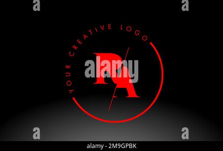 Red RA Circular Letter Logo with Circle Brush Design and Black ...