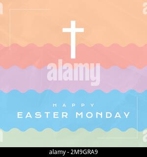Composition of happy easter monday text over easter eggs Stock Photo ...