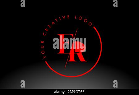 Red ER Circular Letter Logo with Circle Brush Design and Black ...