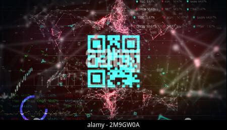 Image of qr code over graph and data processing on black background Stock Photo - Alamy