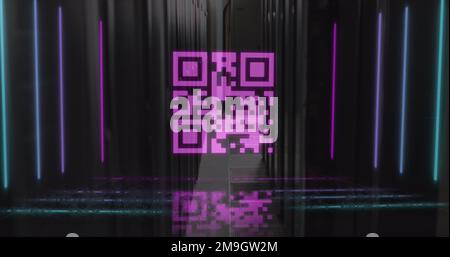 Image of qr code over servers Stock Photo - Alamy