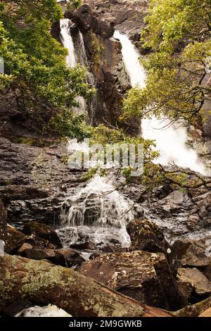 Looking up at Eas Fors waterfalls, Mull, Scotland UK Stock Photo - Alamy