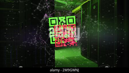 Image of qr code over server room Stock Photo - Alamy