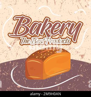 Colored retro bakery shop poster with bakery products Vector Stock ...