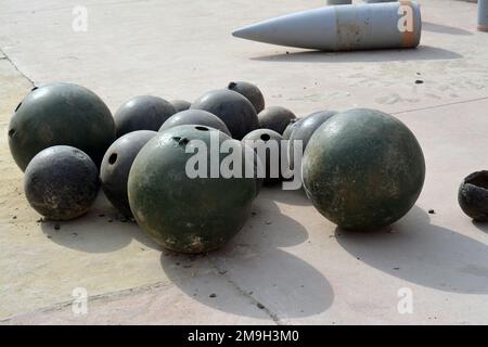 Cairo, Egypt, January 7 2023: Bombs of different types and sizes ...