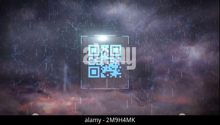 Composition of data processing with qr code over server room Stock Photo - Alamy