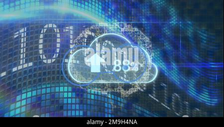 Composition of cloud with arrow and number data processing Stock Photo ...