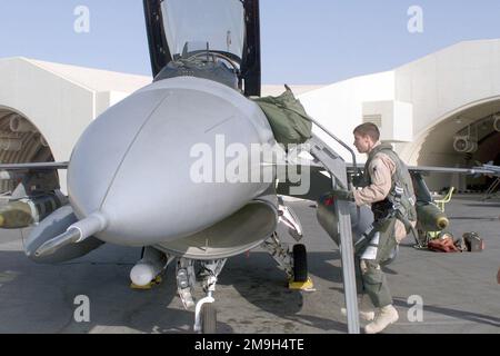 Fighter Pilot First Lieutenant (1LT) Dave "A-Bee" DeAngelis climbs the ...