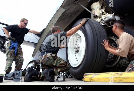 B-52 Crew Chiefs from the 28th Air Expeditionary Wing (EW) hold and ...
