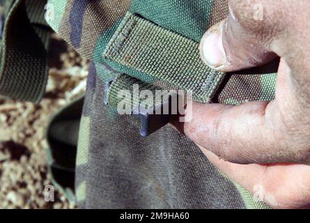A view of a damaged MOLLE (MOdular Lightweight Load-Carrying Equipment ...