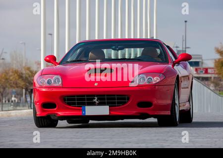Front view of red Ferrari 575M Superamerica convertible sports car ...