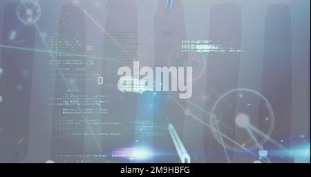 Composite of networks of connections and data processing Stock Photo ...