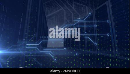 This image shows a computer processing data using binary code Stock ...