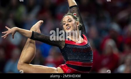 Utah gymnast Jaylene Gilstrap performs her floor routine during an NCAA ...