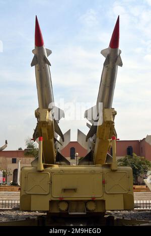Cairo, Egypt, January 7 2023: SAM 2 USSR missiles elevated on truck ...