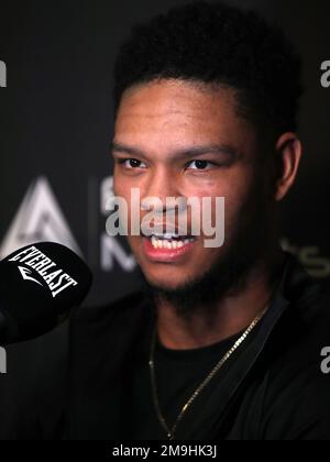 Boxer Matty Harris being interviewed during a public workout at The ...