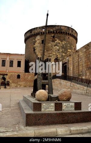 Cairo, Egypt, January 7 2023: the catapult, a tool of siege and ...