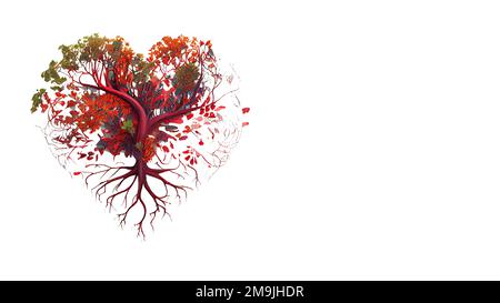 Heart tree illustration isolated on white background with copy space ...