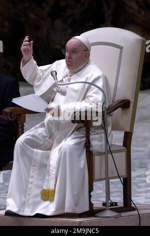 Vatican City, Vatican, 18 january, 2023. Pope Francis during his weekly ...