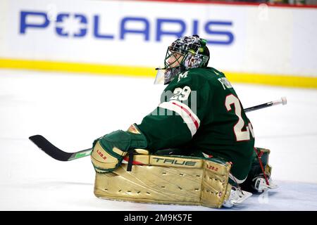 Minnesota Wild goaltender Marc-Andre Fleury blocks a shot during the ...