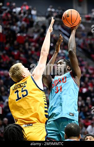 UC Irvine center Bent Leuchten, left, shoots against Southern ...