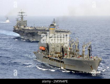 A bow view of the replenishment oiler USS KALAMAZOO (AOR-6) conducting ...
