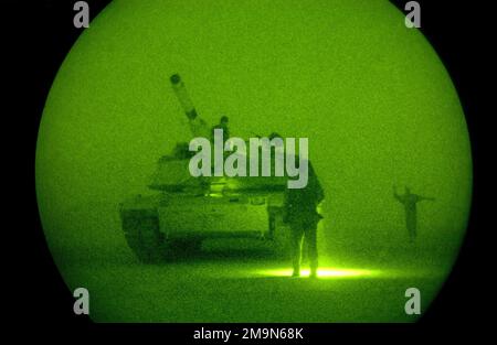 A US Army (USA) M1A1 Abrams Main Battle Tank (MBT) from Charlie Company ...