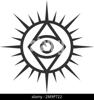 Magic talisman with Horus eye occult symbol. Egyptian cross, pyramid ...