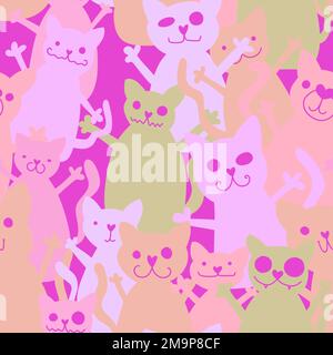 Halloween animals seamless toys cats pattern for wrapping paper and ...