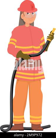 Illustration of a brave female firefighter cartoon character in full ...