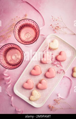 Happy Mothers Day - sweet macarons in heart shape with flowers in pink ...