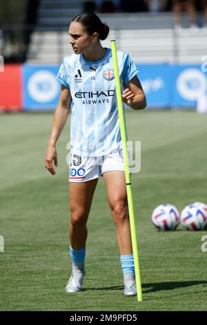 Emma Checker of Melbourne City warms up before the match between ...