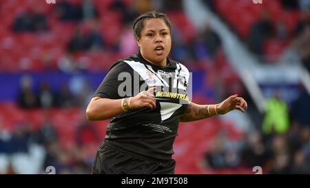 New Zealand's Annetta-Claudia Nu'uausala, center, is tackled during the ...