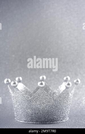 Classic Silver Crown on a Glittery Silver Background Stock Photo - Alamy