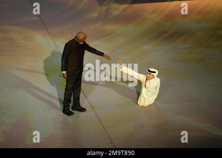 Morgan Freeman and Ghanim al Muftah during the opening ceremony of the ...