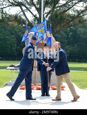Col. Lincoln Bonner, left, commander, 804th Test Group, passes the ...