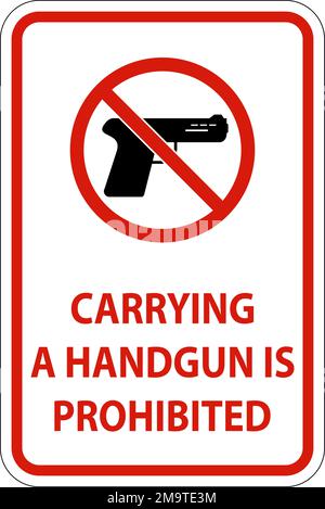 Caution sign about gun control. Restricted area, guns banned. Vector ...