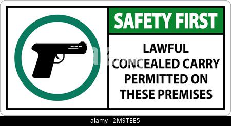 Safety First Firearms Allowed Sign Handguns Only Stock Vector Image ...