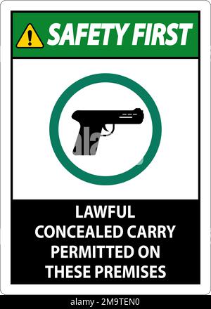Safety First Firearms Allowed Sign Handguns Only Stock Vector Image ...